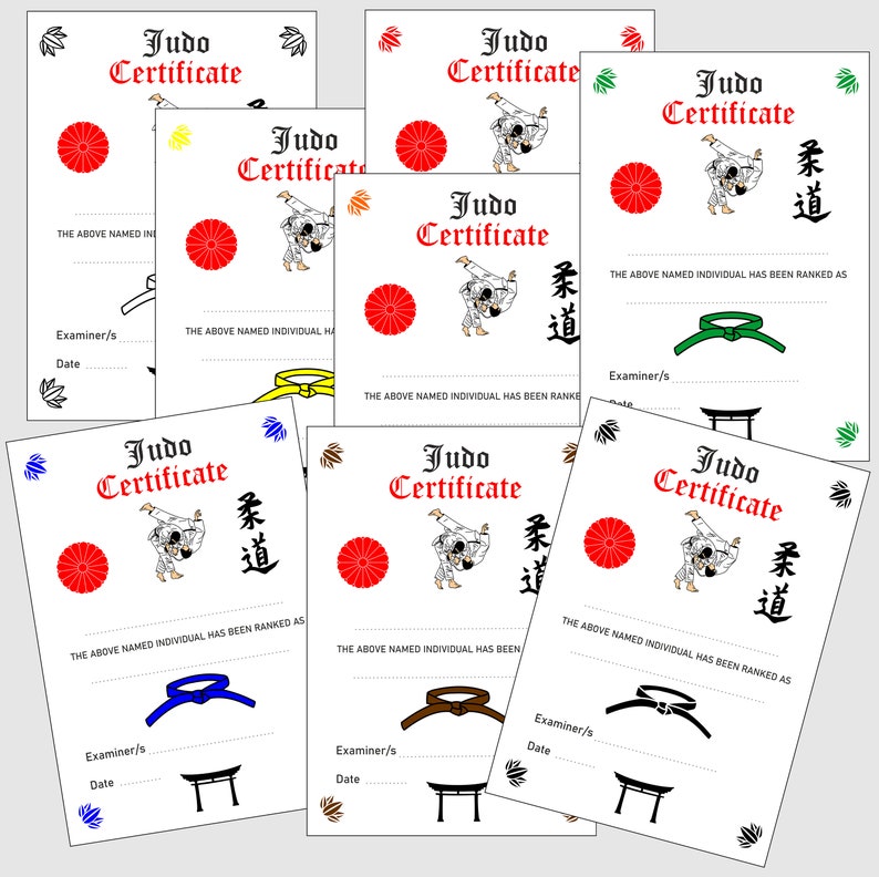 Judo Certificates and Awards Templates in PDF and PNG. Reward Those Who ...
