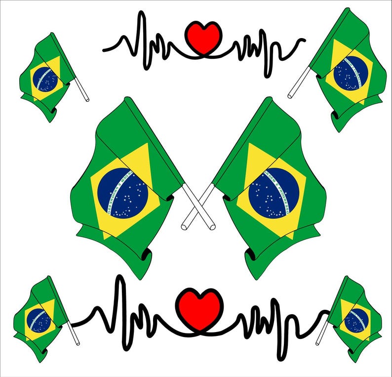 Flag and Cardio of Brazil in Dxf, Svg, Png, Eps and Jpg Files Unique ...