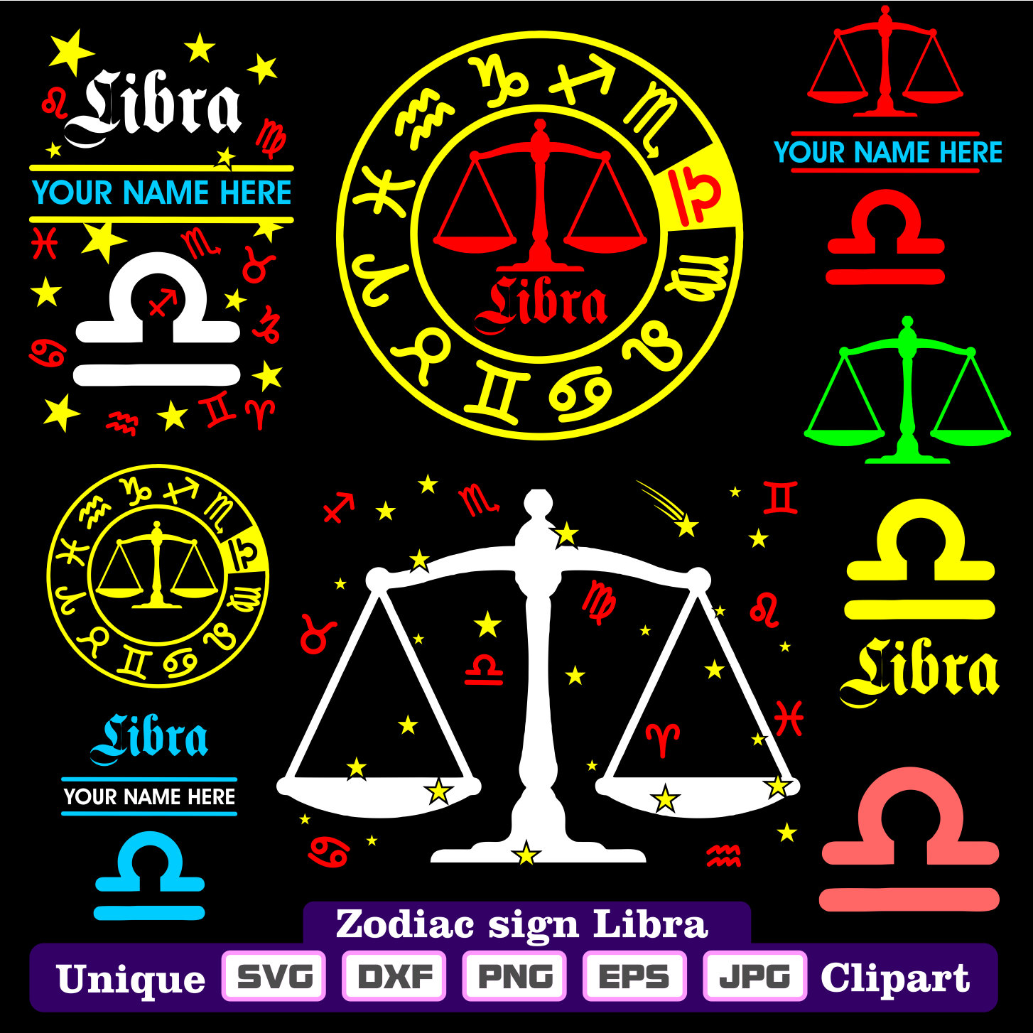 Zodiac Scale Sign Libra Clip Art Dxf Svg, Png,eps, Jpg, for Shirt ...