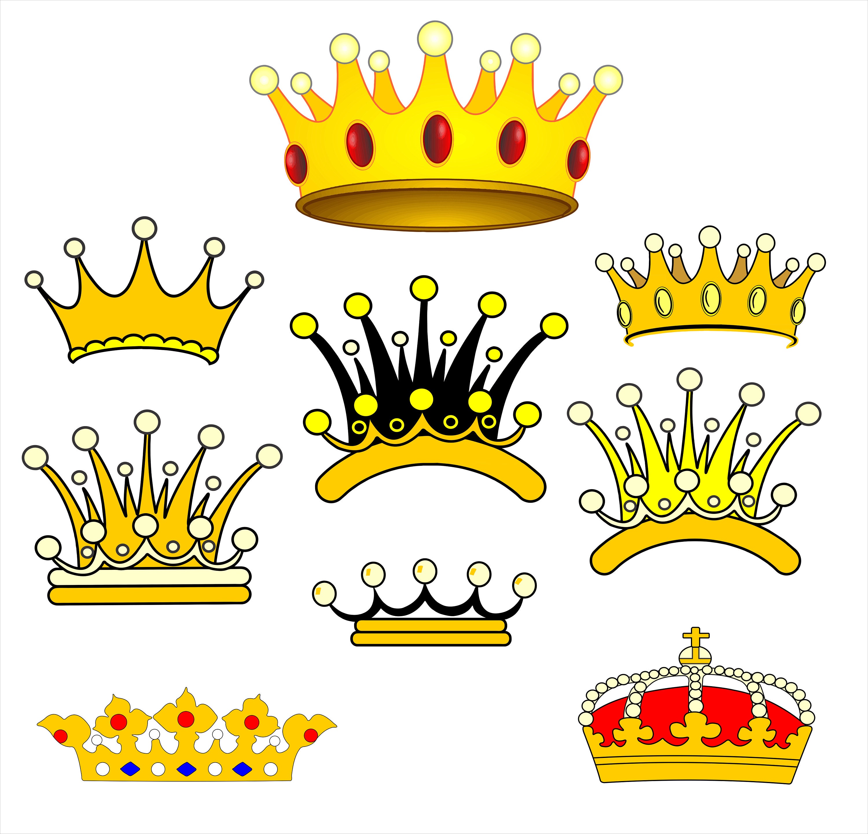 Crown Clip Art Dxf Svg Png Eps Jpg for Cutting, Clothing Imprint ...