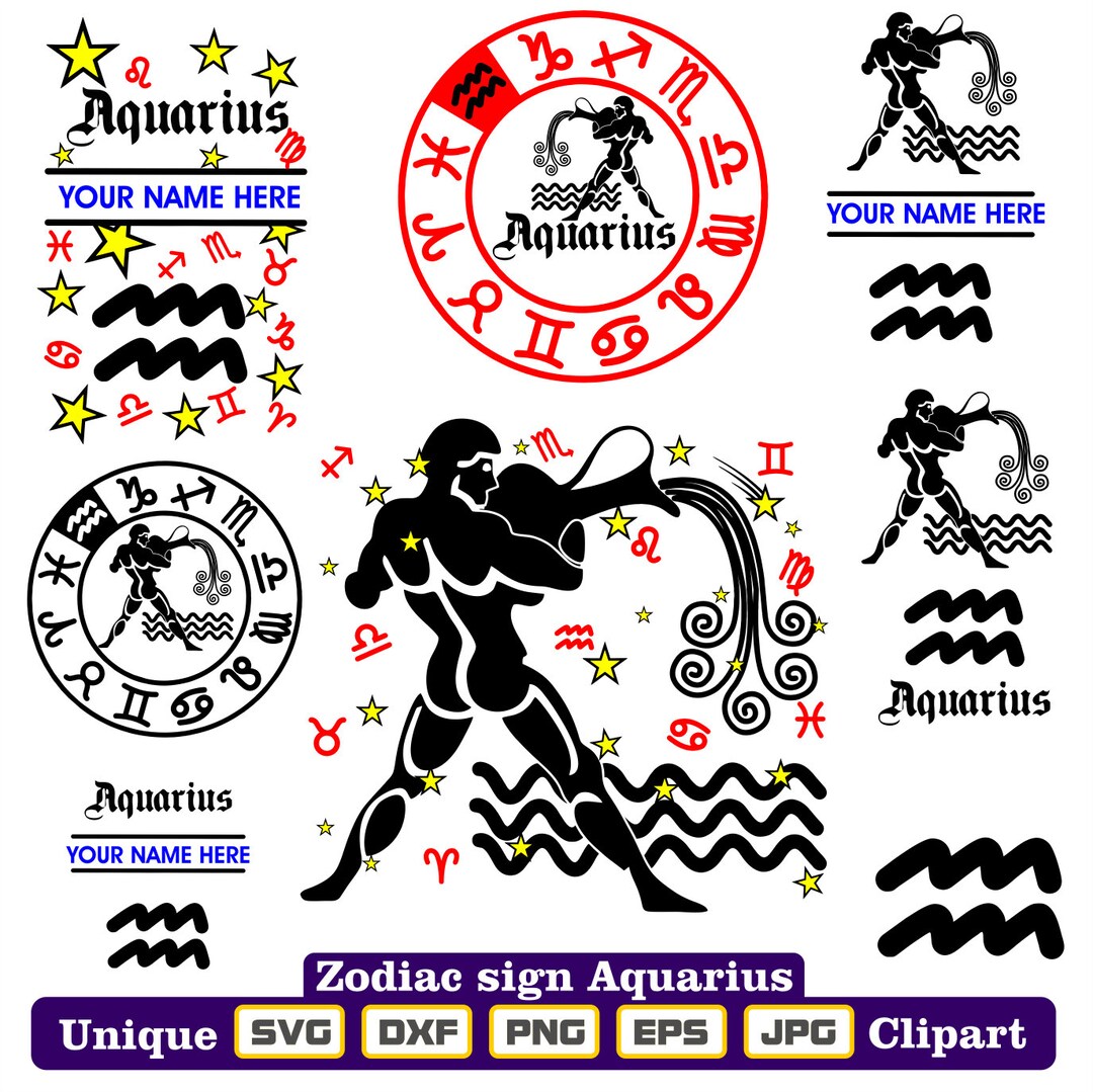 Zodiac Sign Aquarius Clip Art Dxf Svg, Png,eps, Jpg, for Shirt Design ...