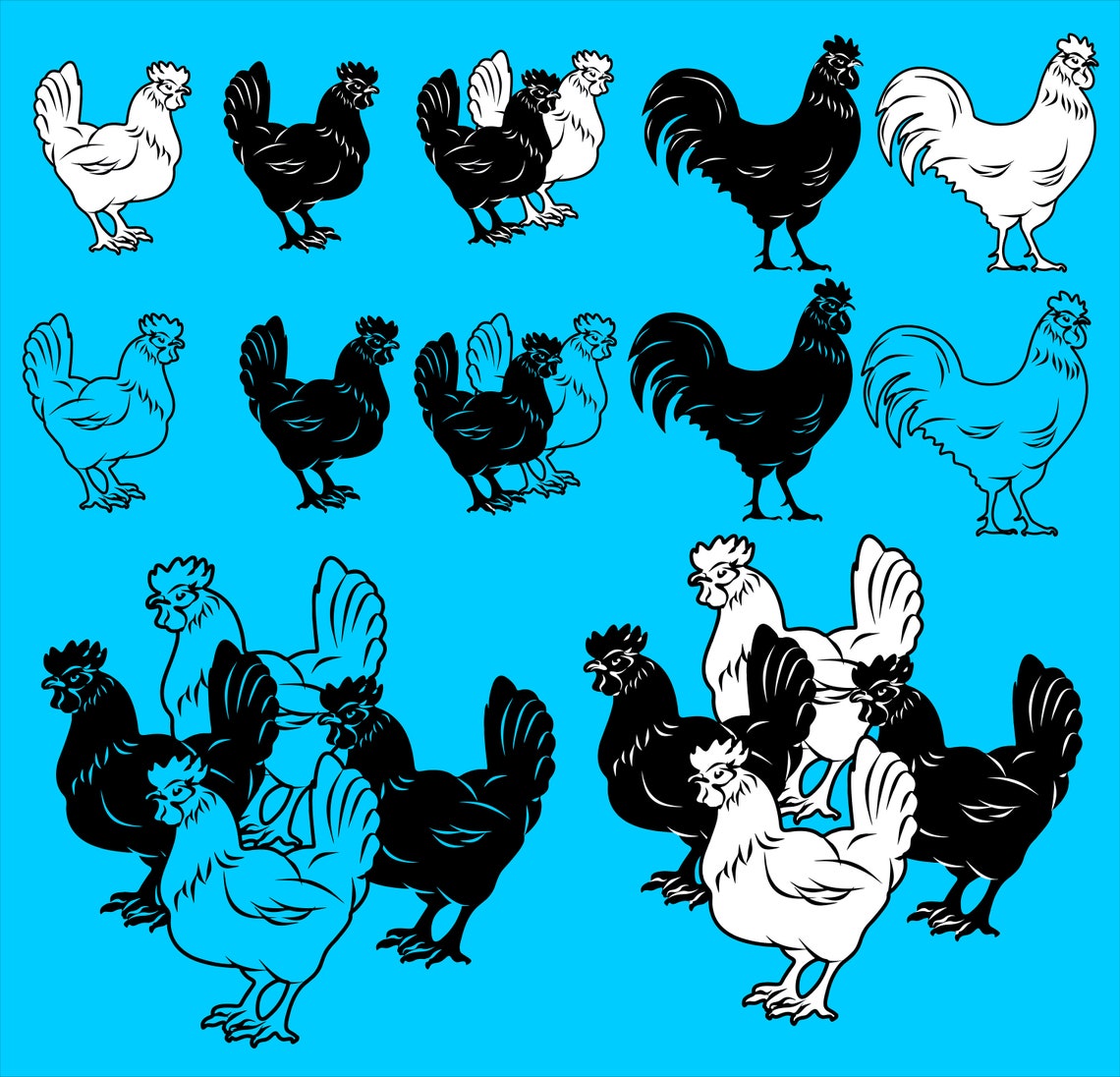 Chicken Farm Clip Art Dxf Svg Png Eps Jpg for Cutting,shirt Design ...