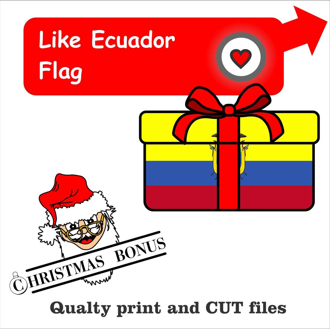 Flag and Cardio of Ecudor in Dxf, Svg, Png, Eps and Jpg Files Unique ...