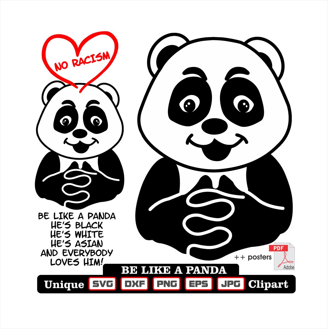 Racism Be Like a Panda Clipart as Dxf-svg-png-eps-jpg Illustrations for ...