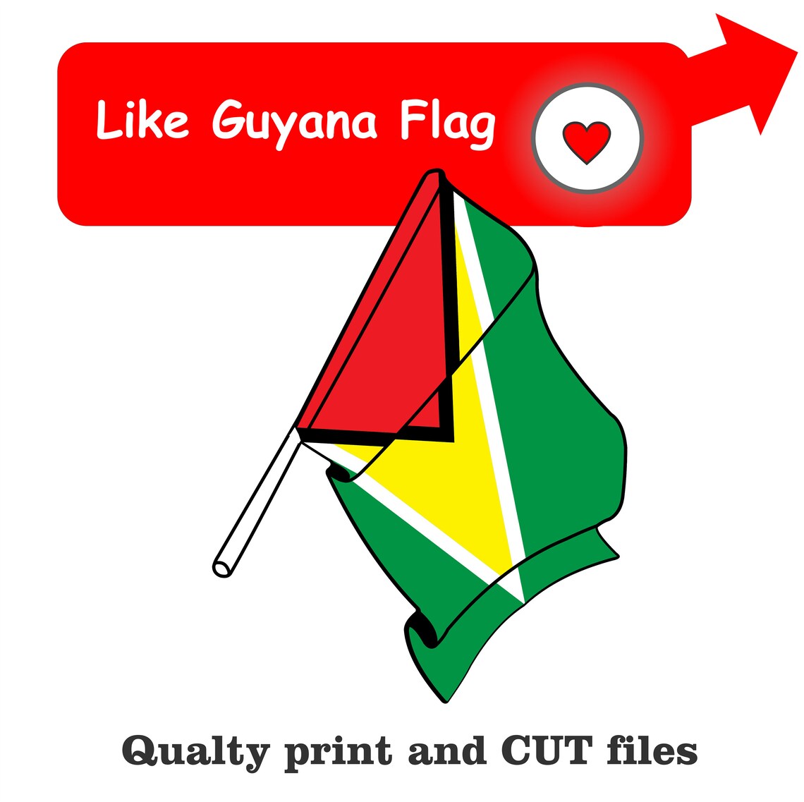 Flag and Cardio of Guyana in Dxf, Svg, Png, Eps and Jpg Files Unique ...