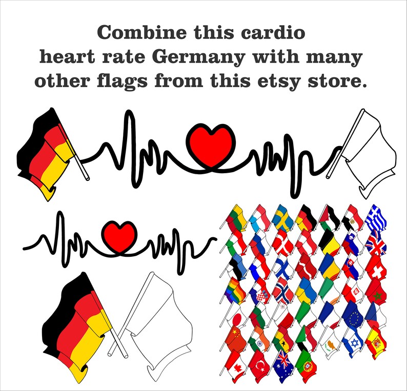 Flag and Cardio of Germany in Dxf Svg Png Eps and Jpg - Etsy