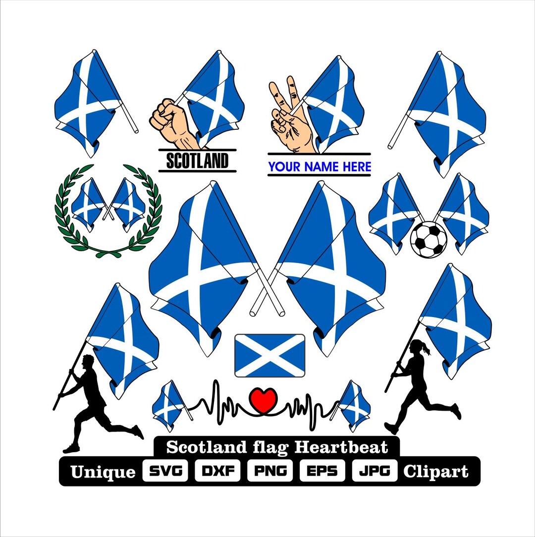Flag and Cardio of Scotland in Dxf, Svg, Png, Eps and Jpg Files Unique ...