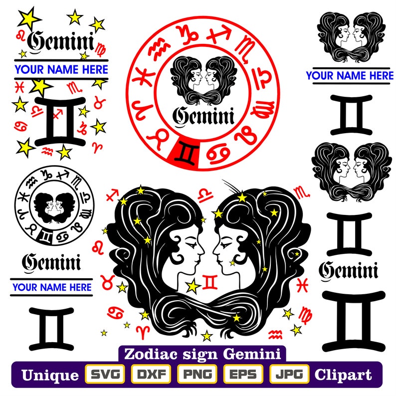Zodiac Twin Sign Gemini Clip Art Dxf Svg, Png,eps, Jpg, for Shirt ...