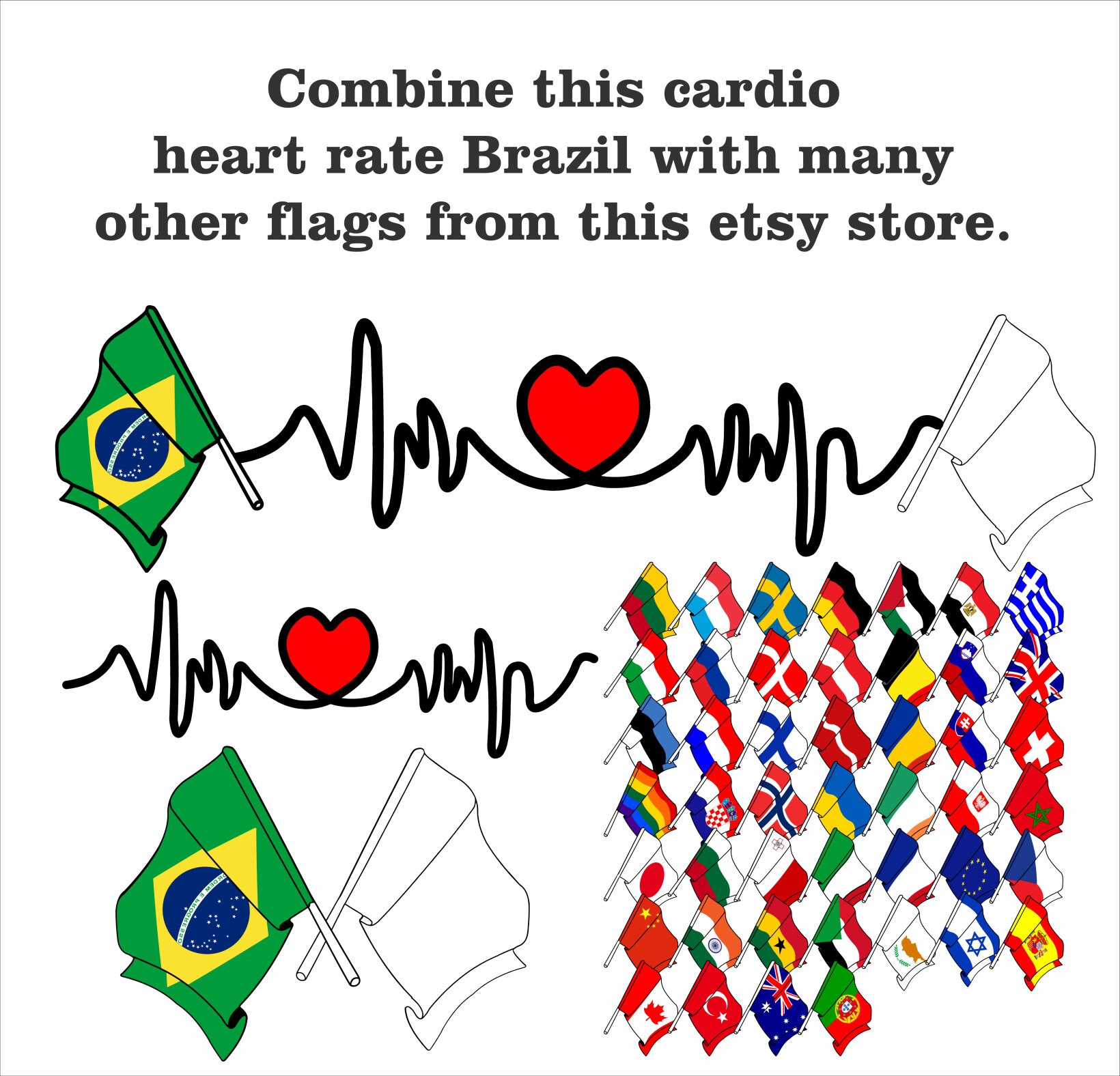 Flag and Cardio of Brazil in Dxf, Svg, Png, Eps and Jpg Files Unique ...