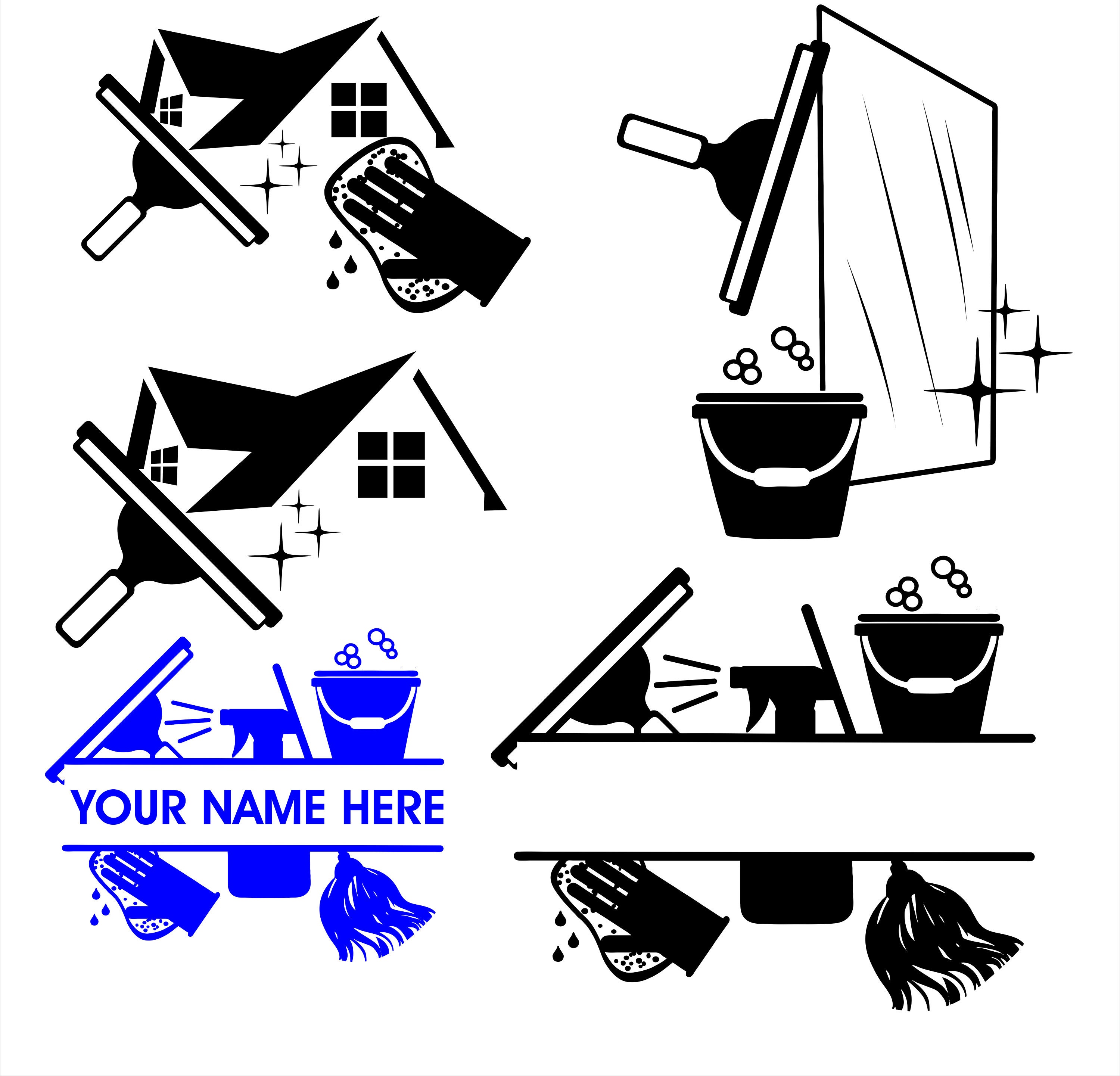 Unique Cleaning Company Artwork as Dxf-svg-png-eps-jpg Illustrations ...