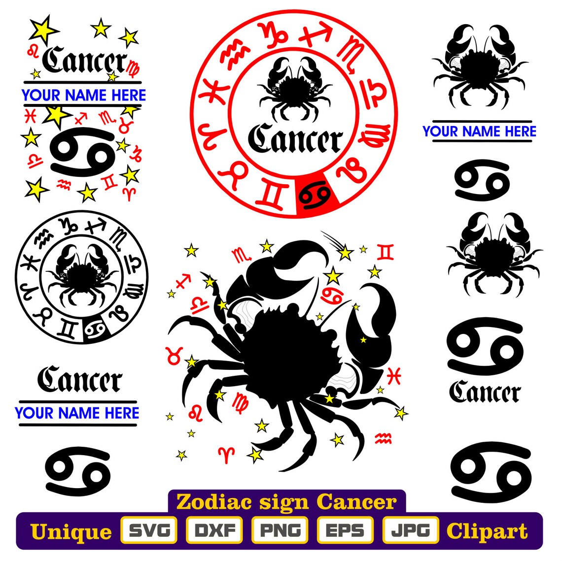 Zodiac Lobster Sign Cancer Clip Art Dxf Svg, Png,eps, Jpg, for Shirt ...