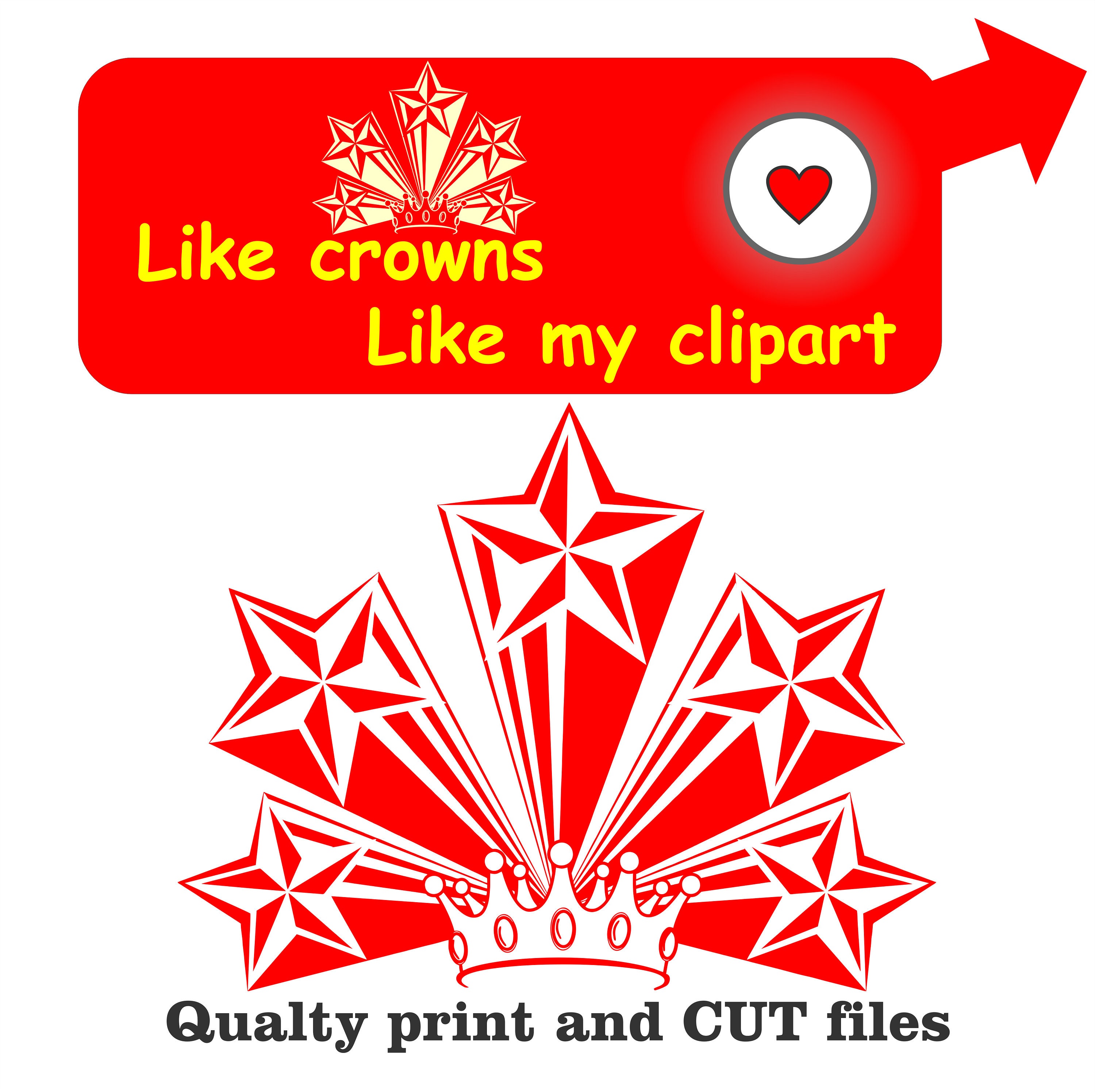 Crown Clip Art Dxf Svg Png Eps Jpg for Cutting, Clothing Imprint ...