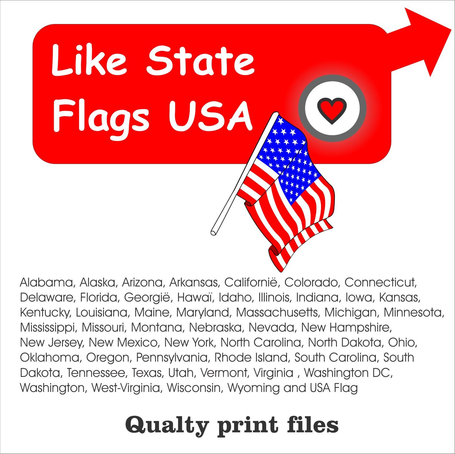 All USA 50 State Flags + American Flag. Excellent Quality PNG Files for ...