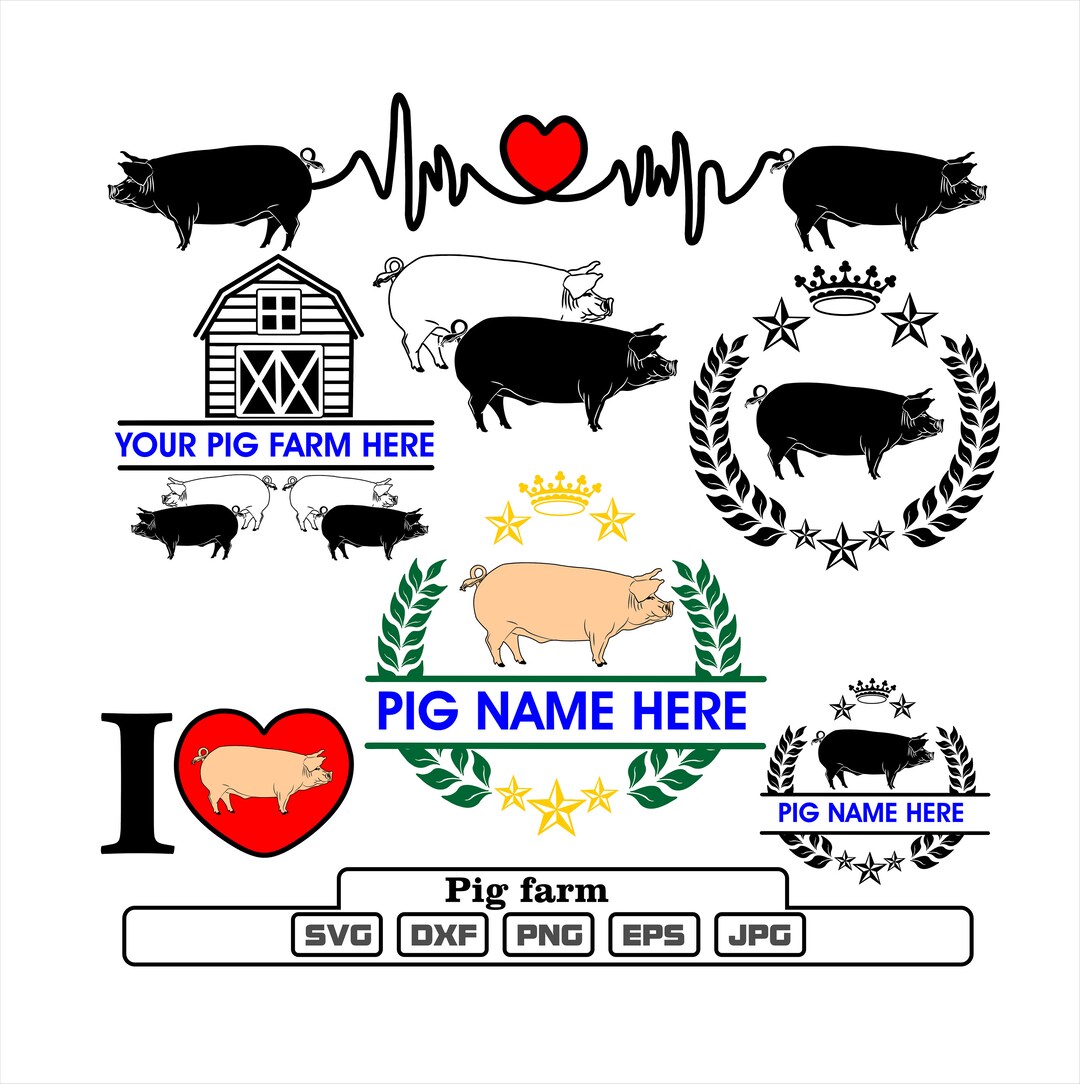 Pig Farm Clip Art Dxf Svg Png Eps Jpg for Cutting,shirt Design ...