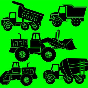Construction and Road Vehicles Clip Art Dxf Svg Png Eps Jpg for Cutting ...