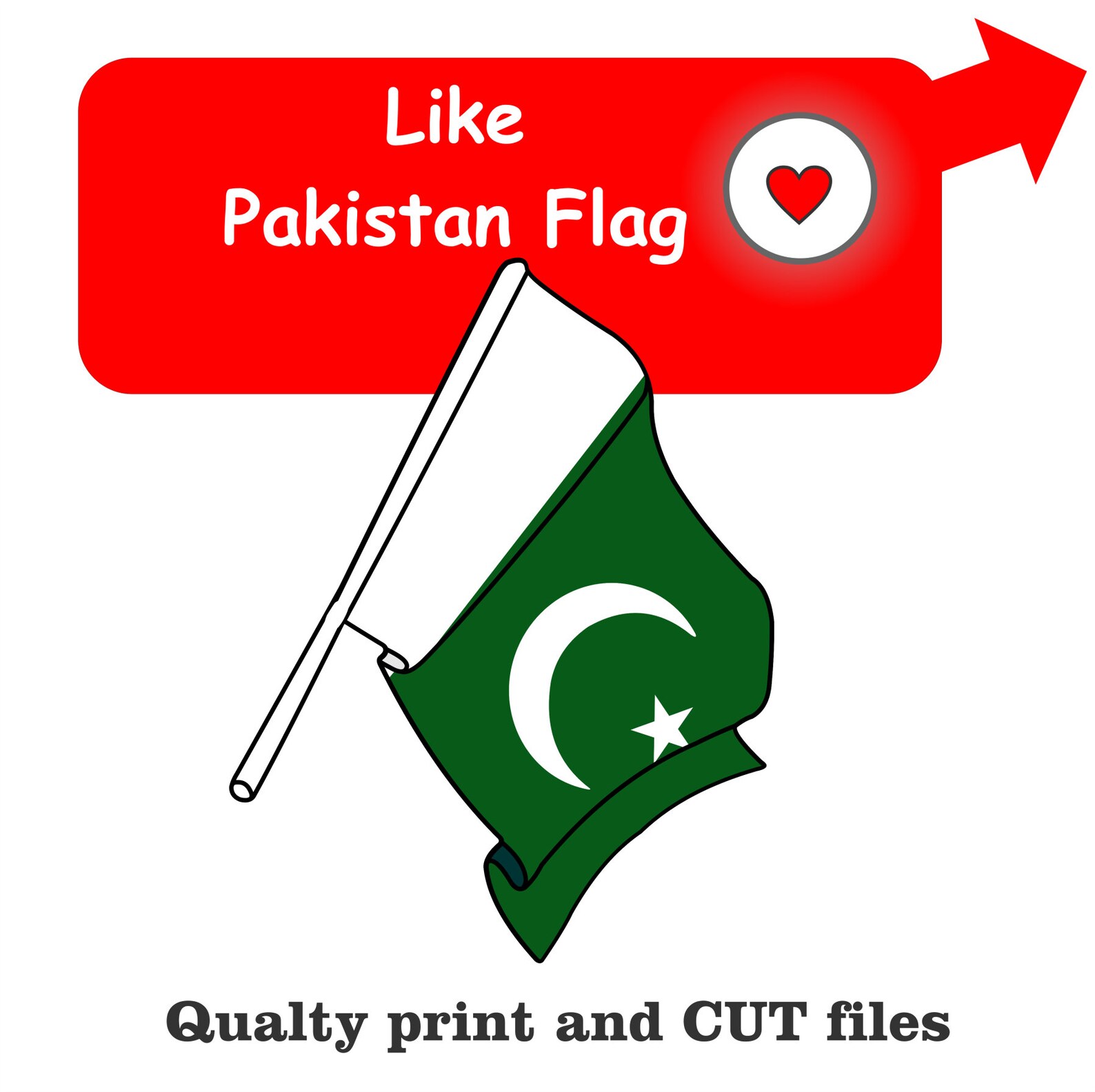 Flag and Cardio of Pakistan in Dxf, Svg, Png, Eps and Jpg Files Unique ...
