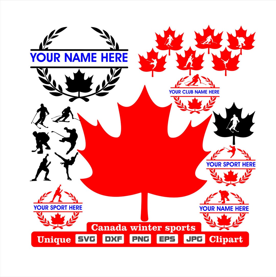 Canada Winter Sports Clip Art Dxf Svg Png Eps Jpg for Cutting,shirt ...