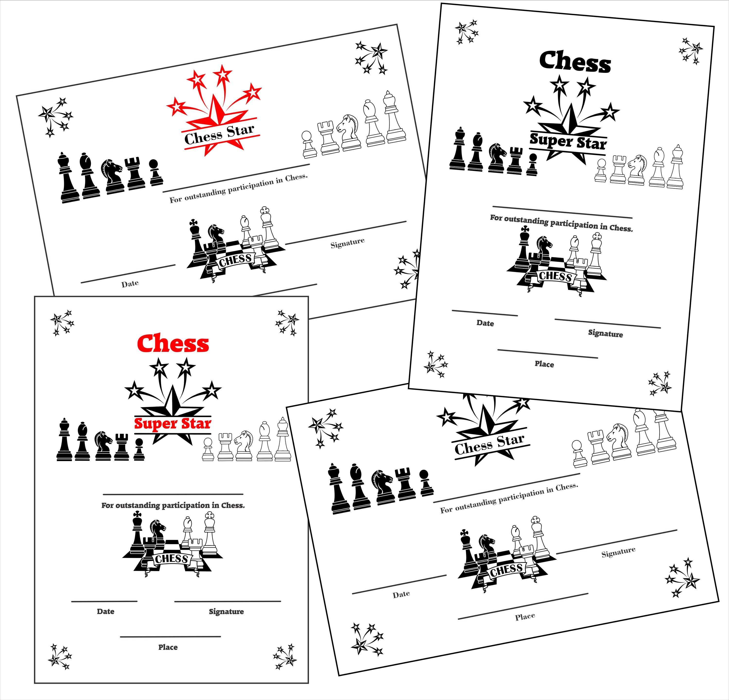 Unique Chess Certificates as Pdf-dxf-svg-png Files for Direct Printing ...