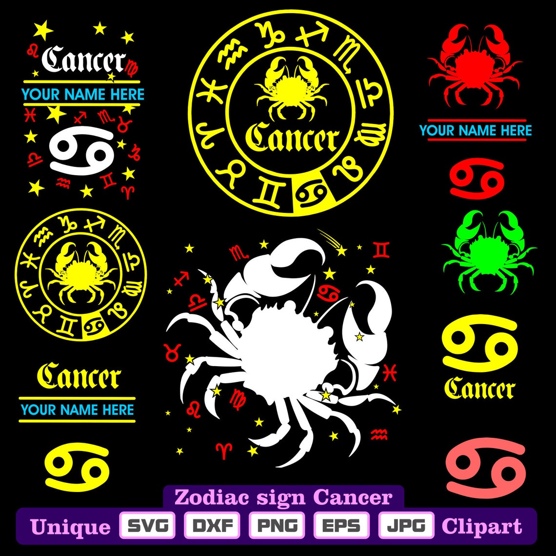 Zodiac Lobster Sign Cancer Clip Art Dxf Svg, Png,eps, Jpg, for Shirt ...