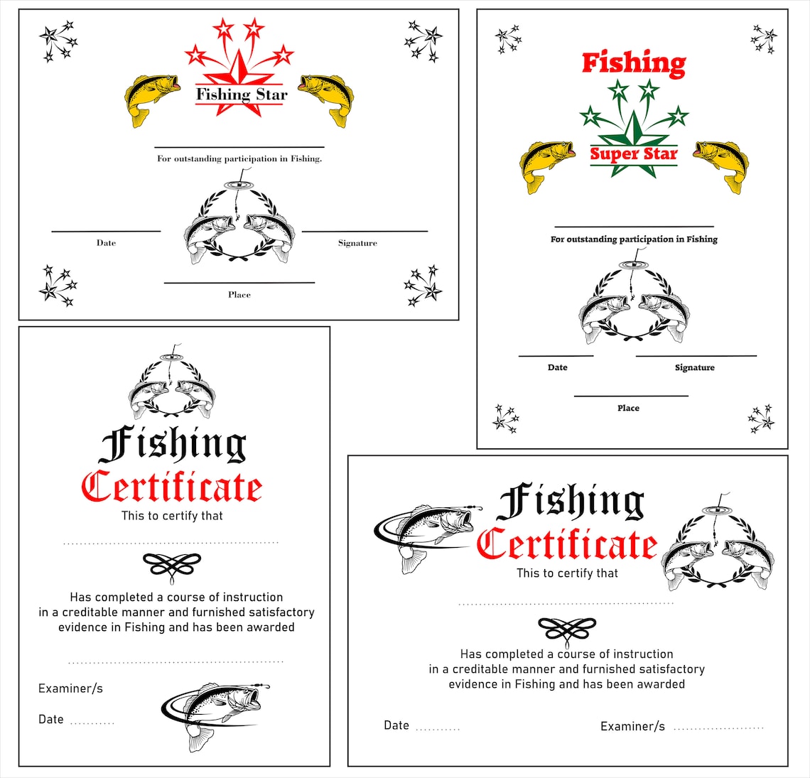 Unique Fishing Certificates as Pdf-dxf-svg-png Files for Direct ...