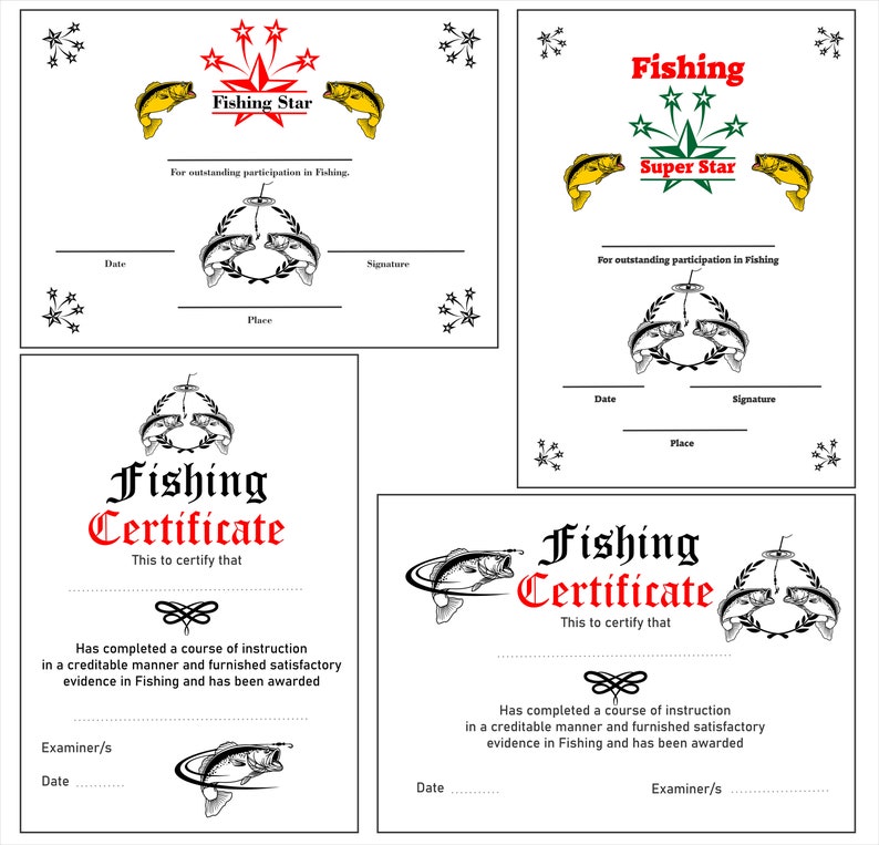 Unique Fishing Certificates as Pdf-dxf-svg-png Files for Direct ...