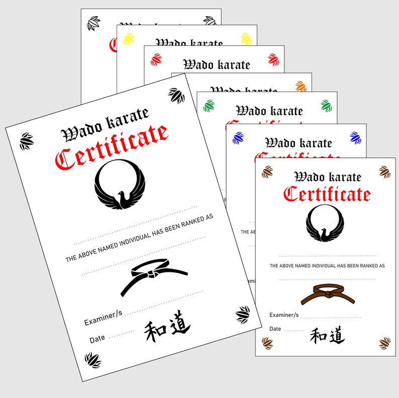 Wado Karate Certificates and Awards Templates in PDF and PNG. Reward ...