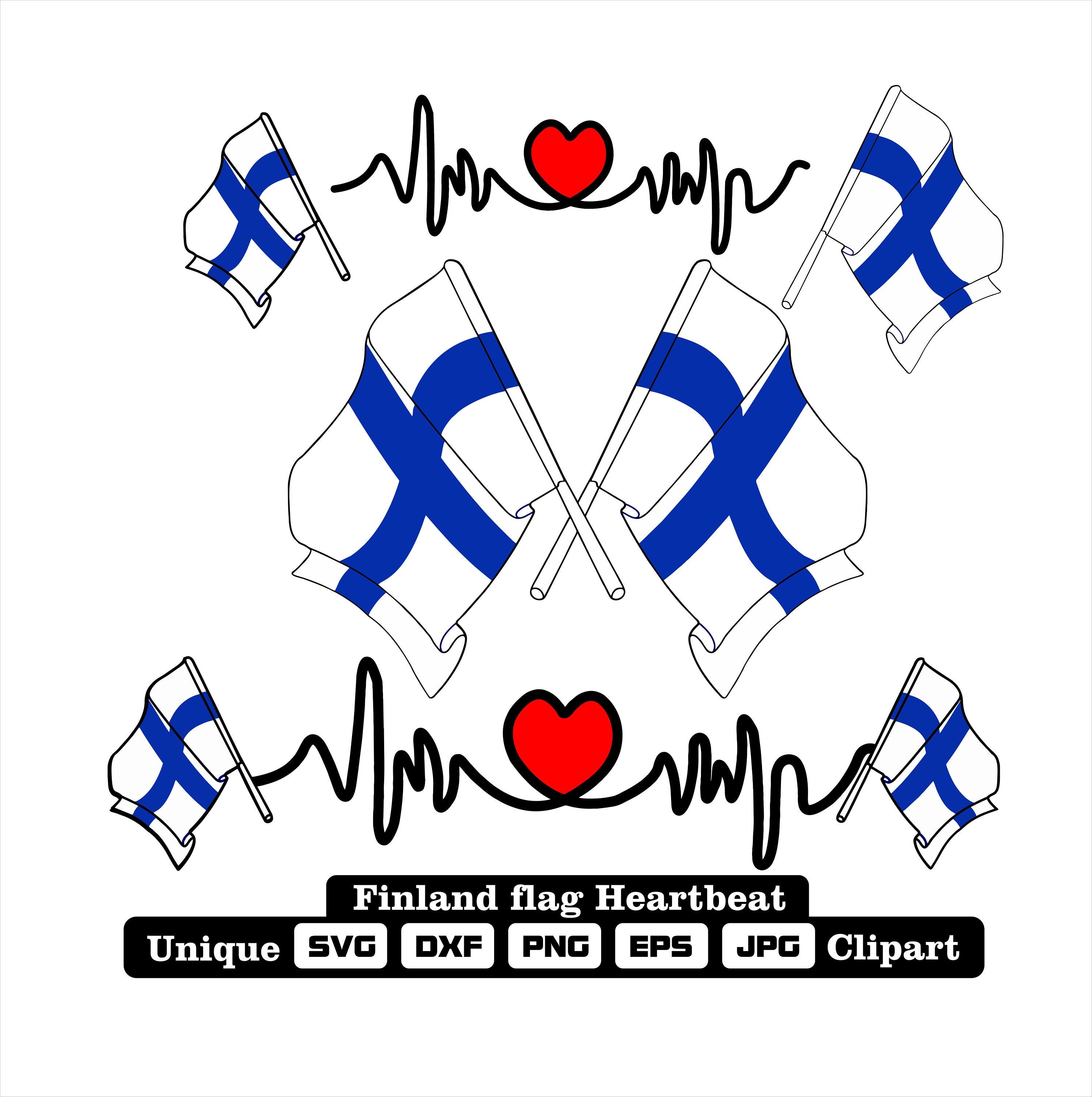 Flag and Cardio of Finland in Dxf Svg Png Eps and Jpg Files - Etsy