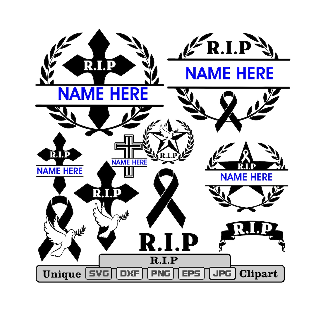 Rest in Peace Clip Art Dxf Svg Png Eps Jpg for Cutting,shirt Design ...