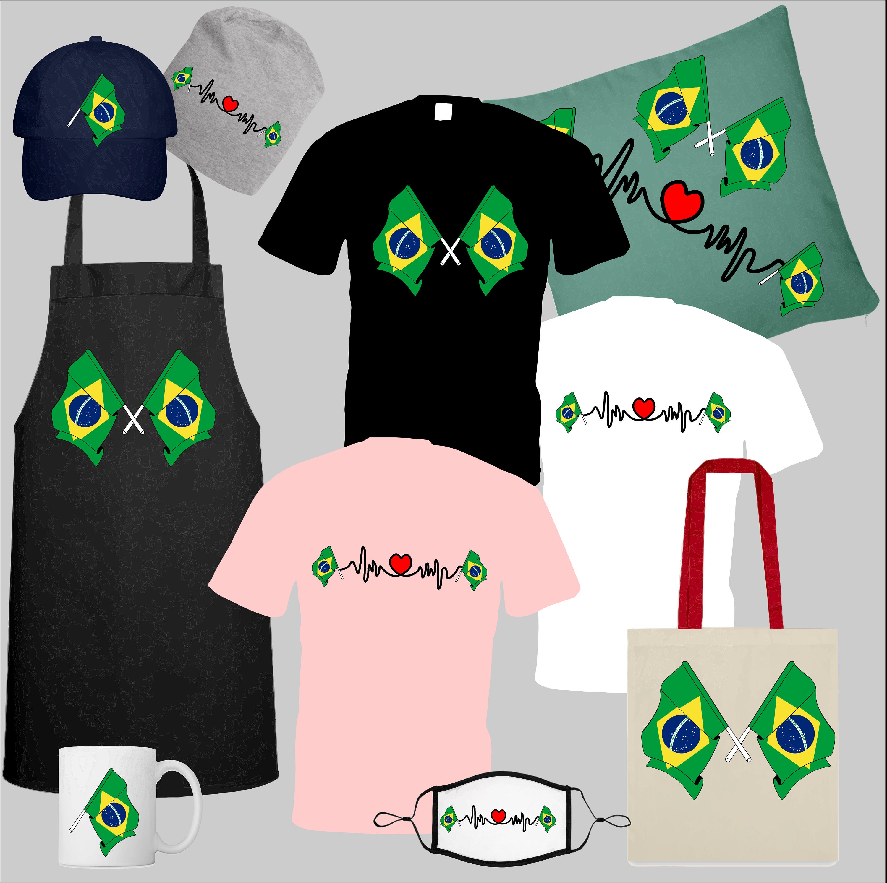 Flag and Cardio of Brazil in Dxf, Svg, Png, Eps and Jpg Files Unique ...