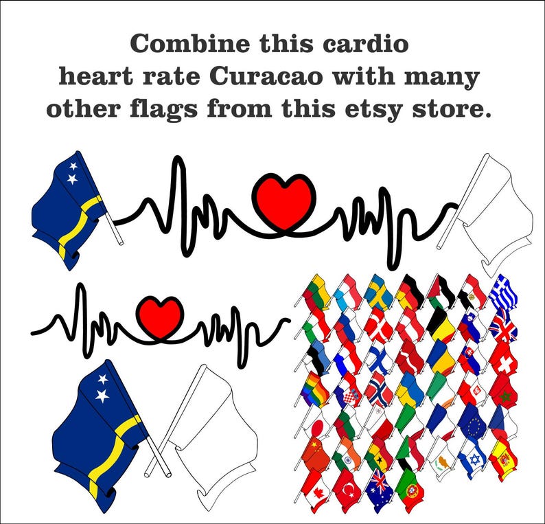 Flag and Cardio of Curacao in Dxf, Svg, Png, Eps and Jpg Files Unique ...