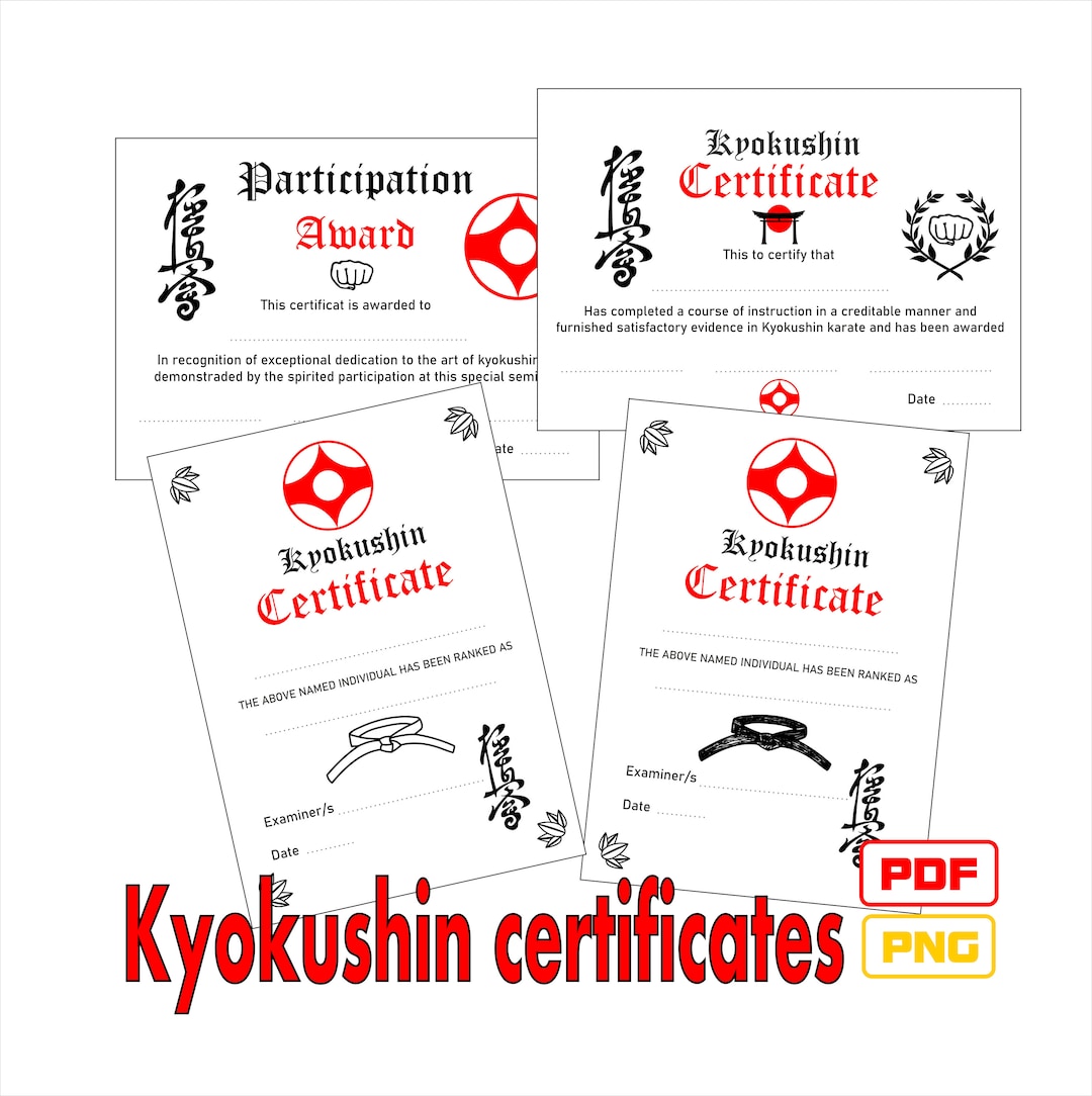 Kyokushin Karate Certificates and Awards Templates in PDF and PNG ...