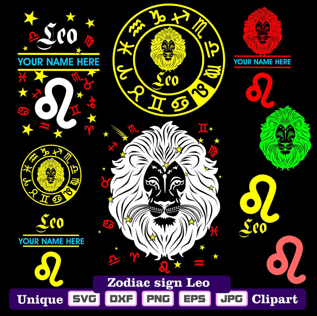 Zodiac Sign Lion Leo Clip Art Dxf Svg, Png,eps, Jpg, for Shirt Design ...