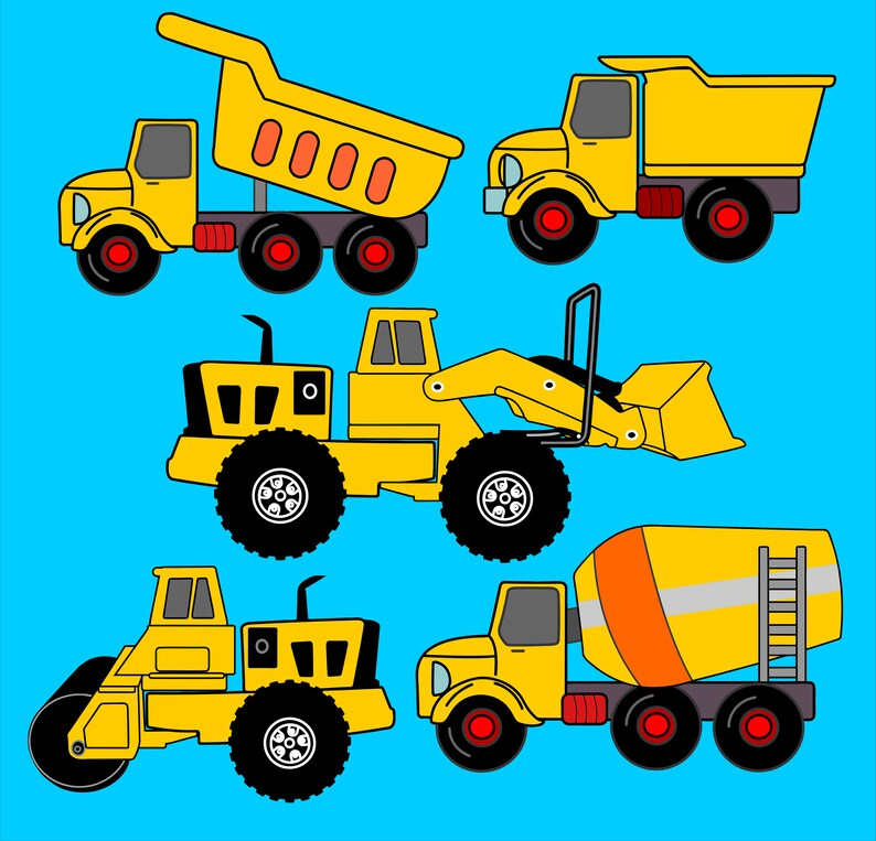 Construction and Road Vehicles Clip Art Dxf Svg Png Eps Jpg for Cutting ...