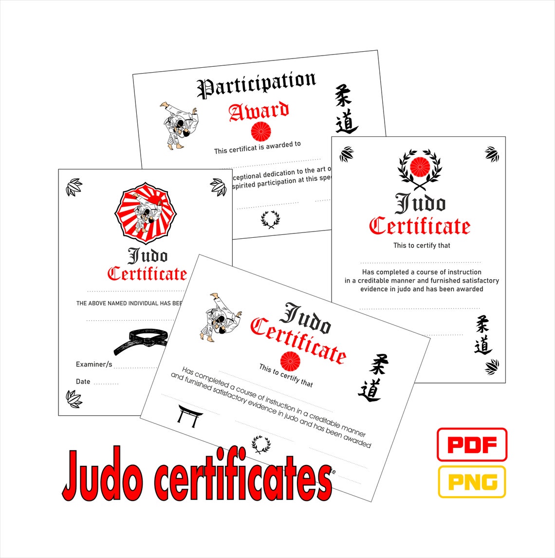 Judo Certificates and Awards Templates in PDF and PNG. Reward Those Who ...