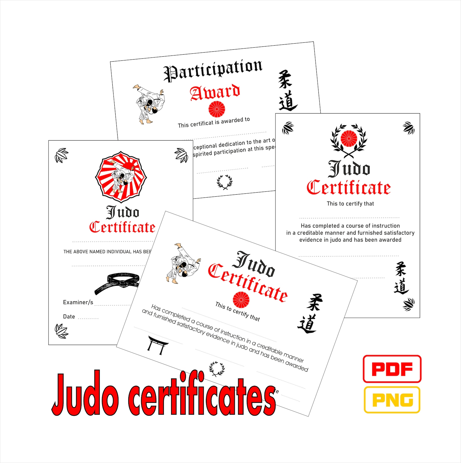 Judo Certificates and Awards Templates in PDF and PNG. Reward Those Who ...