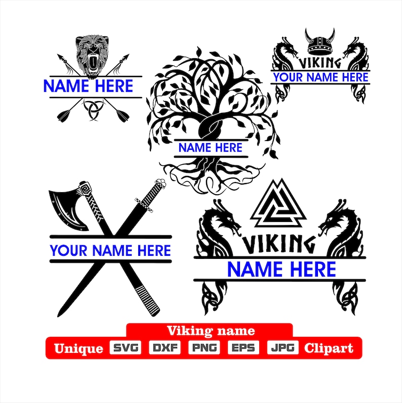 Viking Name Banner Clip Art Dxf Svg Png Eps Jpg for Cutting,shirt ...