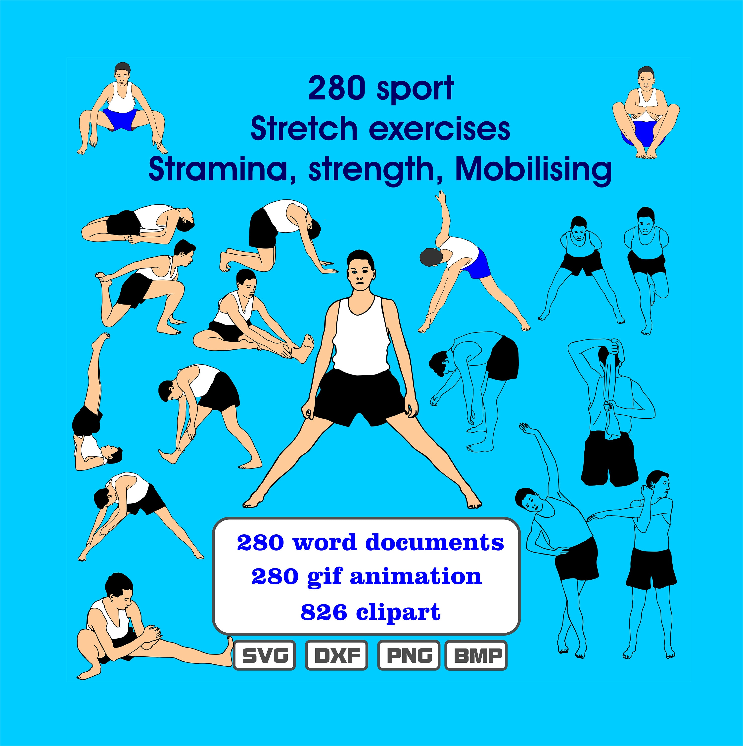 280 Sport Stretch Exercises 'stretching Strength Mobilising' 280 Gif ...