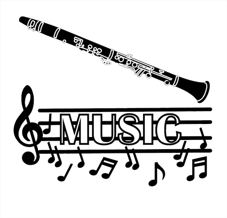 Clarinet Clip Art Dxf Svg Png Eps Jpg for Cutting,shirt Design ...