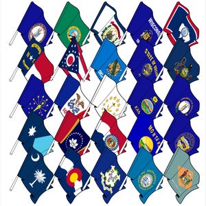 USA State Flags PNG Clipart: All 50 States + American Flag (digital ...