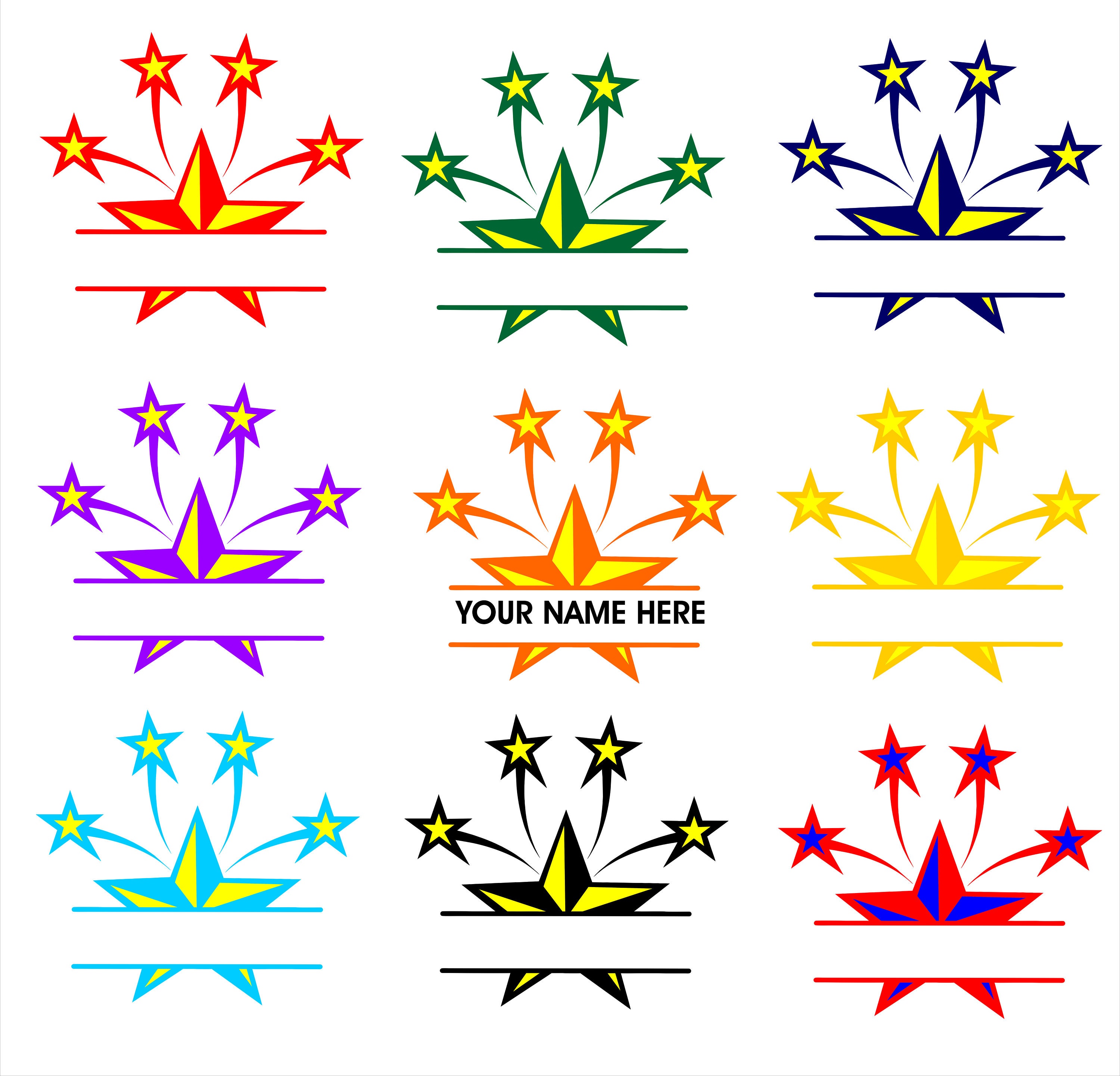 Unique Shining Star Artwork as Dxf-svg-png-eps-jpg Illustrations for ...