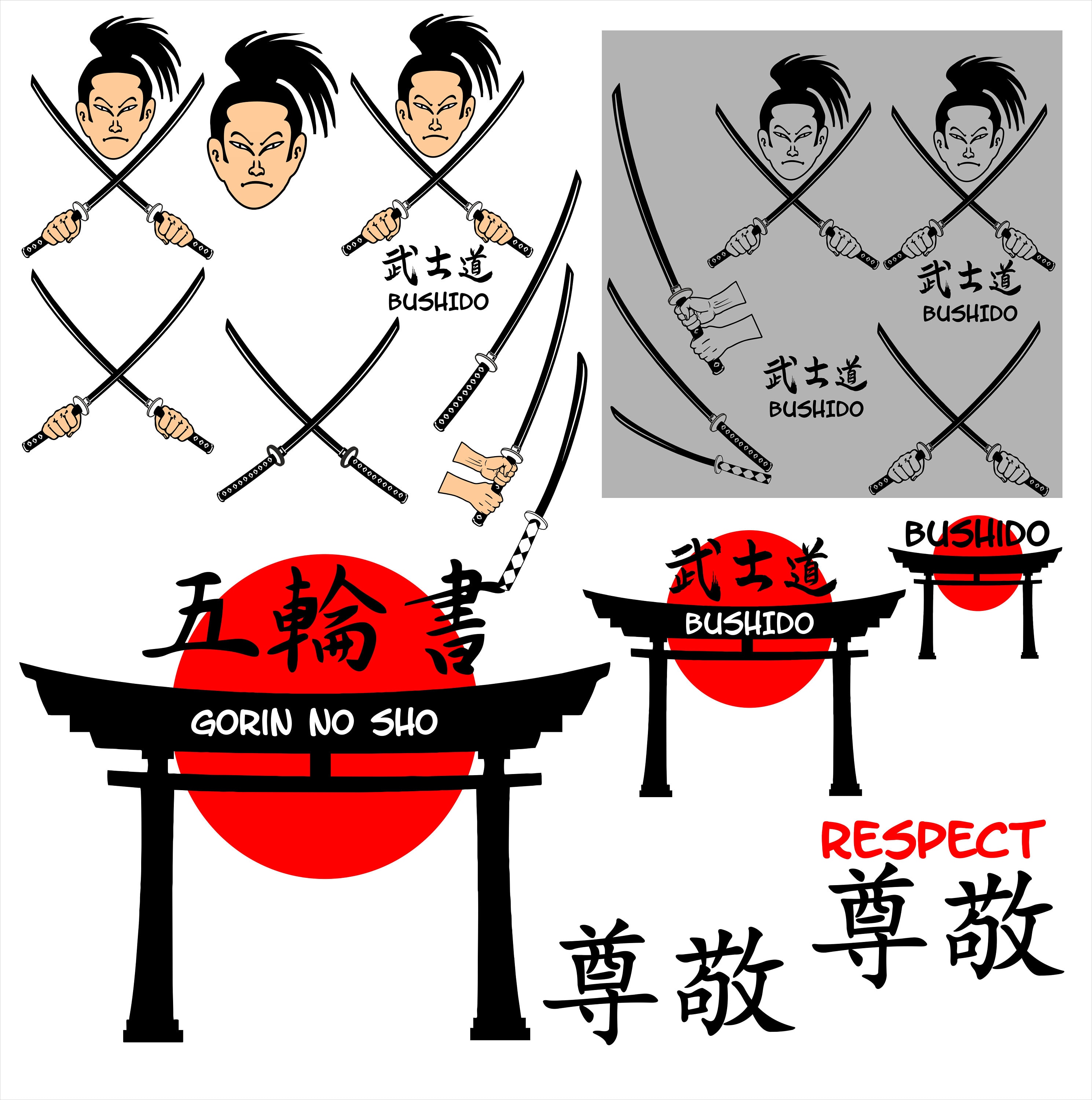 Bushido Samurai Clipart and Cutting Files. Files as Dxf-svg-png-eps-jpg ...
