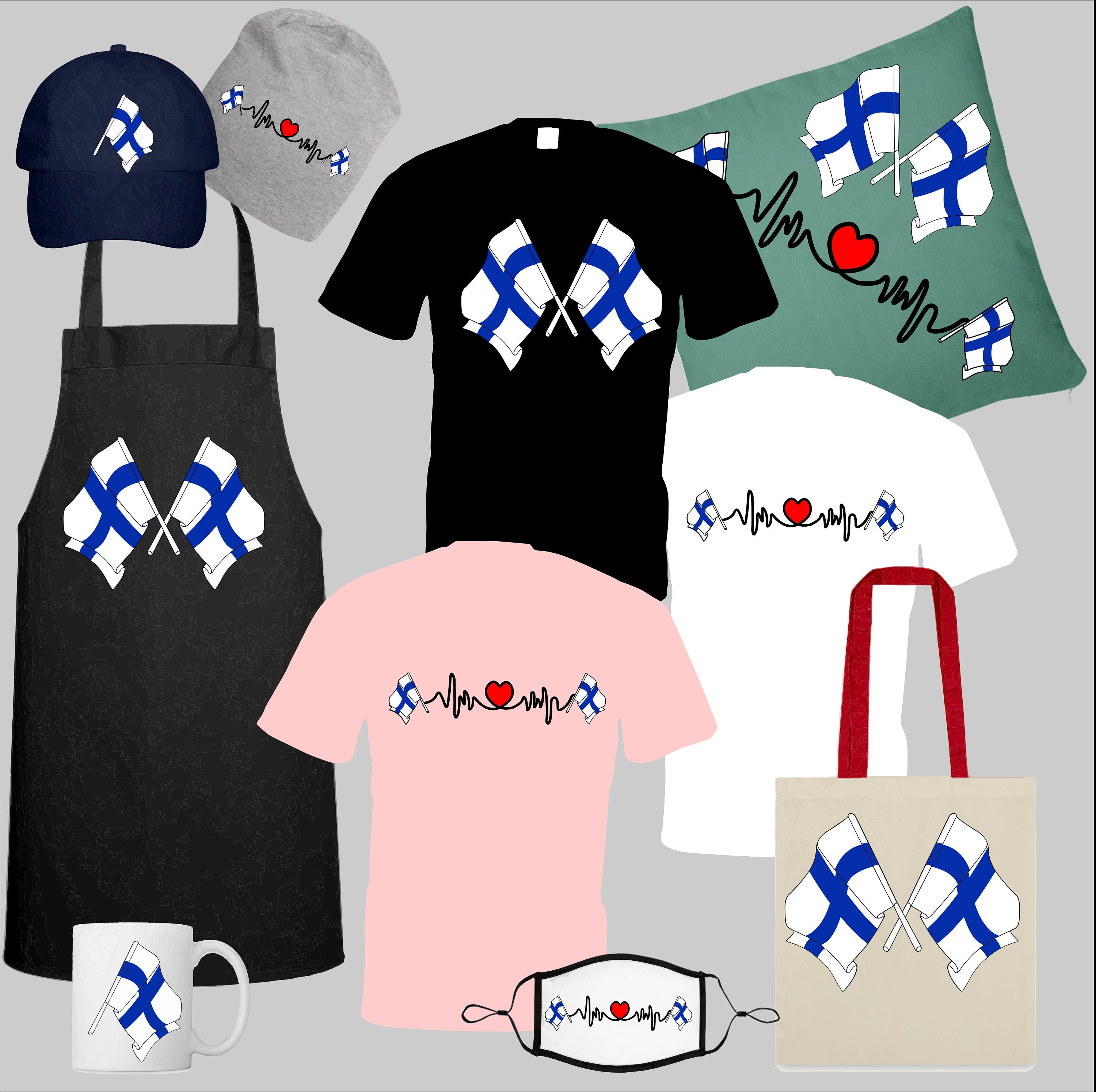 Flag and Cardio of Finland in Dxf Svg Png Eps and Jpg Files - Etsy