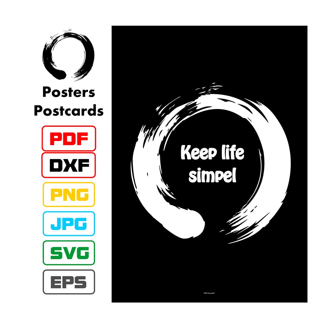 Poster 'keep Life Simpel' 2 Designs Black and White PDF A2 - A3 - A4 ...
