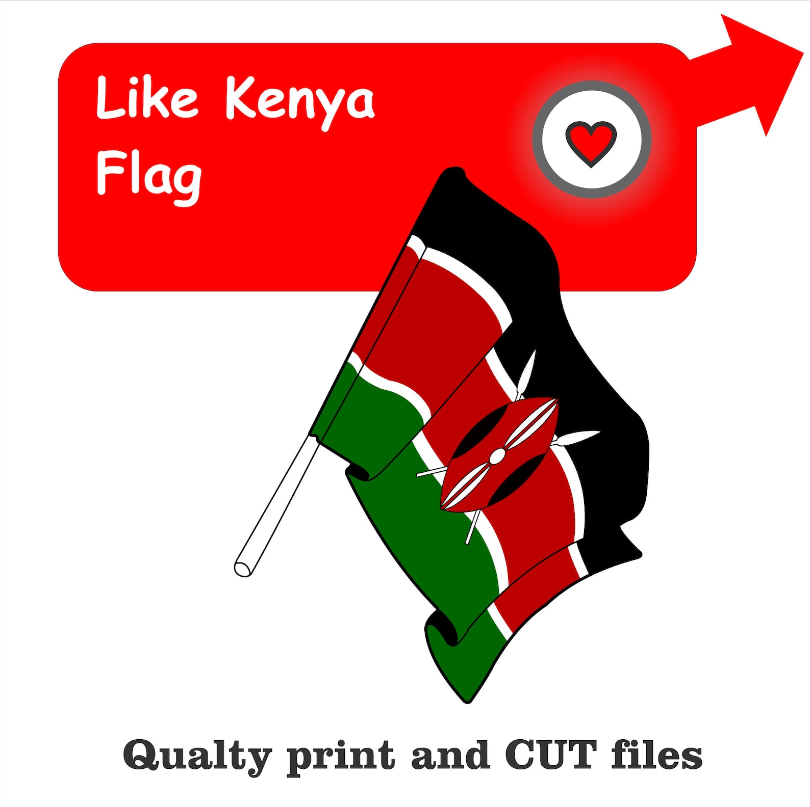 Flag and Cardio of Kenya in Dxf, Svg, Png, Eps and Jpg Files Unique ...