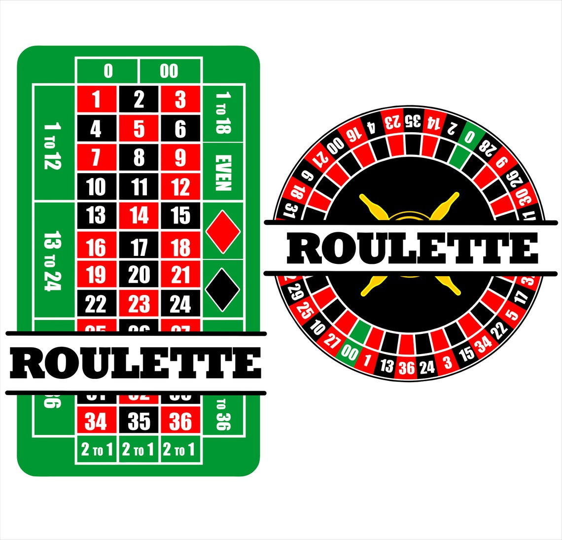 Casino Roulette Wheel and Tabel Clip Art US Dxf Svg, Png,eps, Jpg, for ...