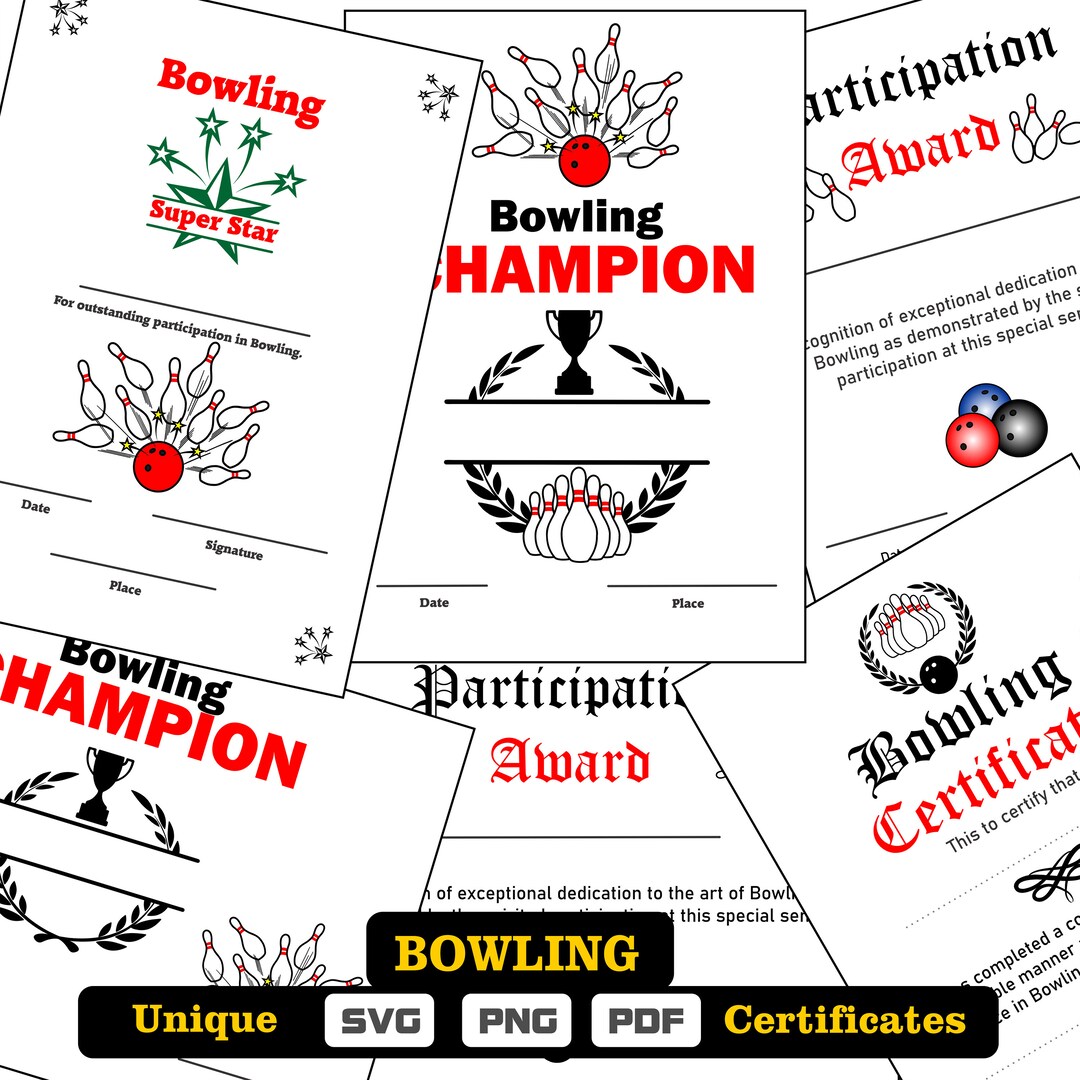 Unique Bowling Certificates as Pdf-dxf-svg-png Files for Direct ...