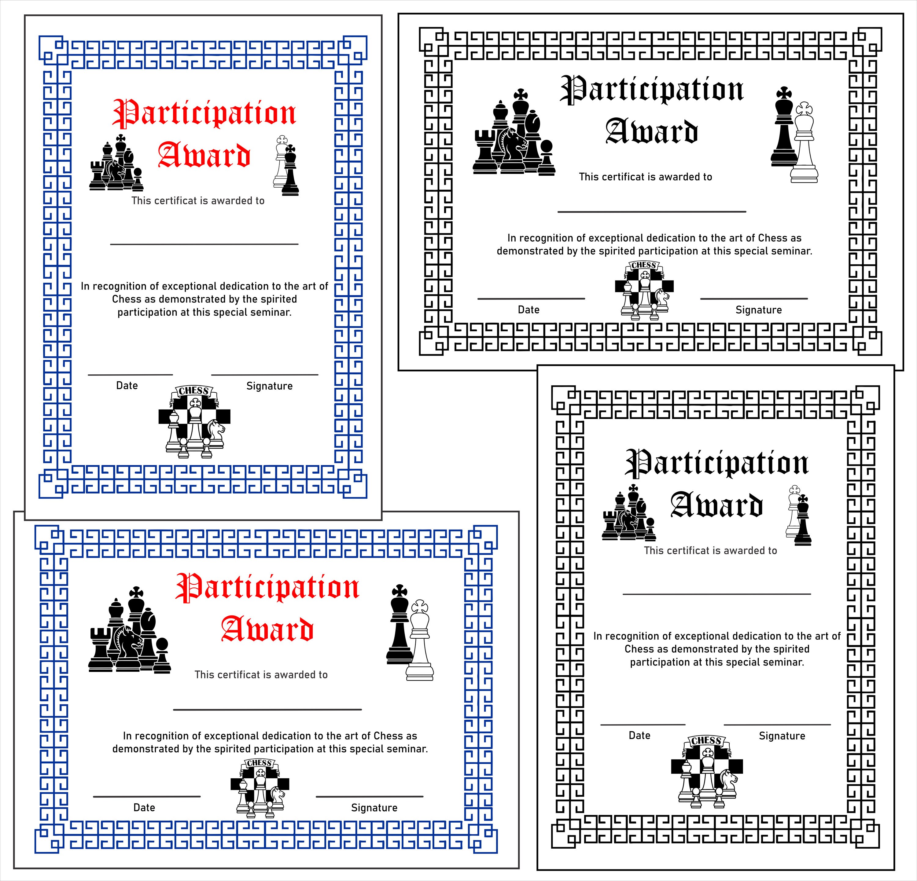 Unique Chess Certificates as Pdf-dxf-svg-png Files for Direct Printing ...
