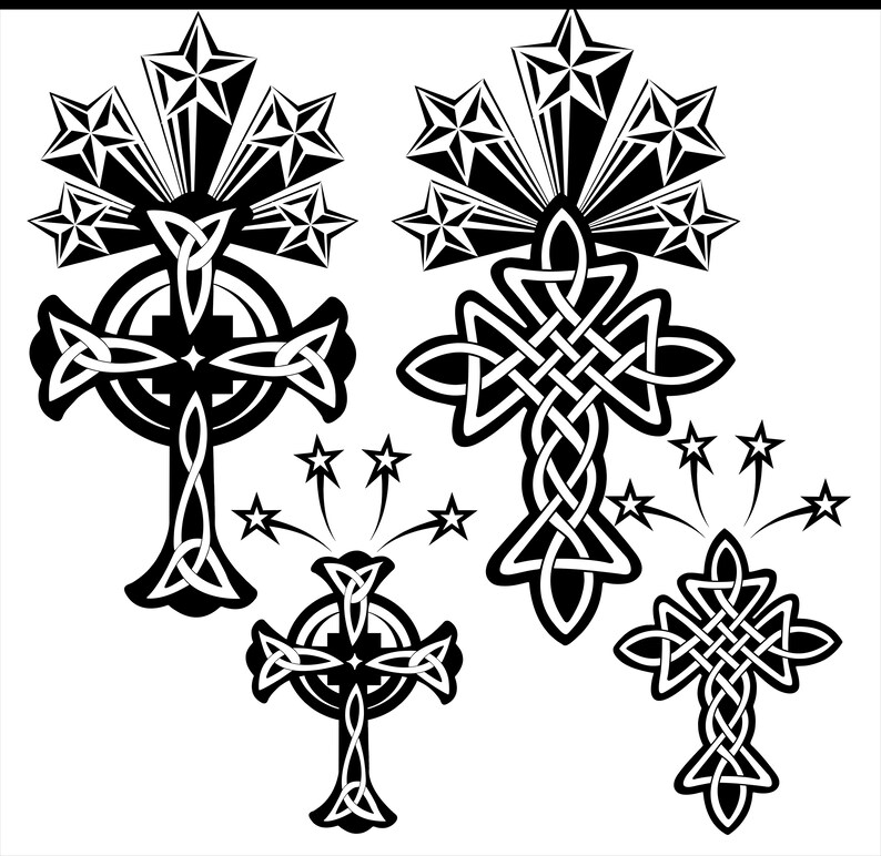 Celtic Cross N0.2 Clip Art Dxf Svg Png Eps Jpg for Cutting, Clothing ...