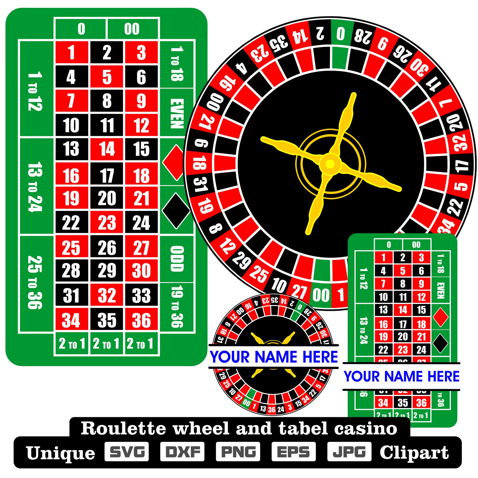 Casino Roulette Wheel and Tabel Clip Art US Dxf Svg, Png,eps, Jpg, for ...