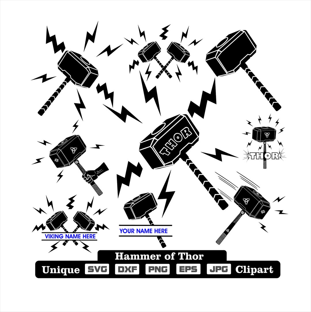 Hammer of Thor Clip Art Dxf Svg Png Eps Jpg for Cutting,shirt Design ...